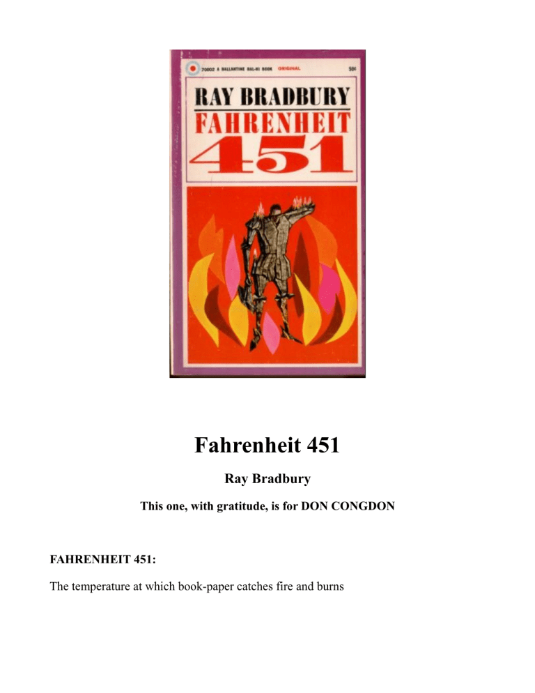 Fahrenheit 451 Excerpt: Burning Books & Clarisse
