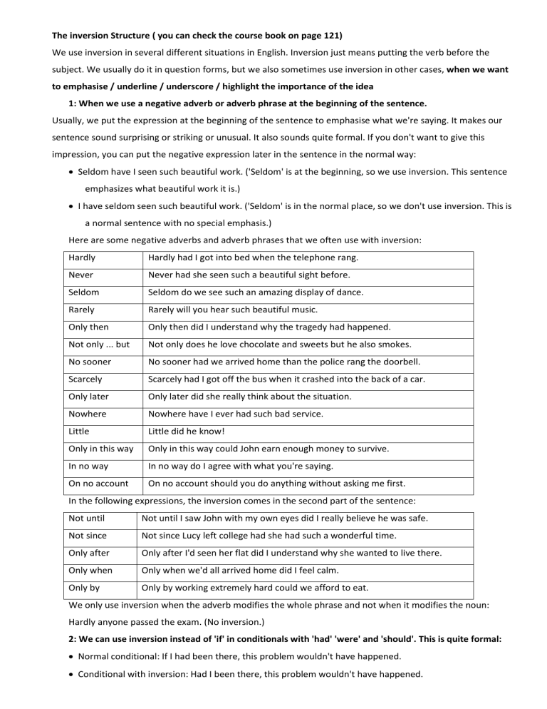 English Grammar: Inversion Structures Explained