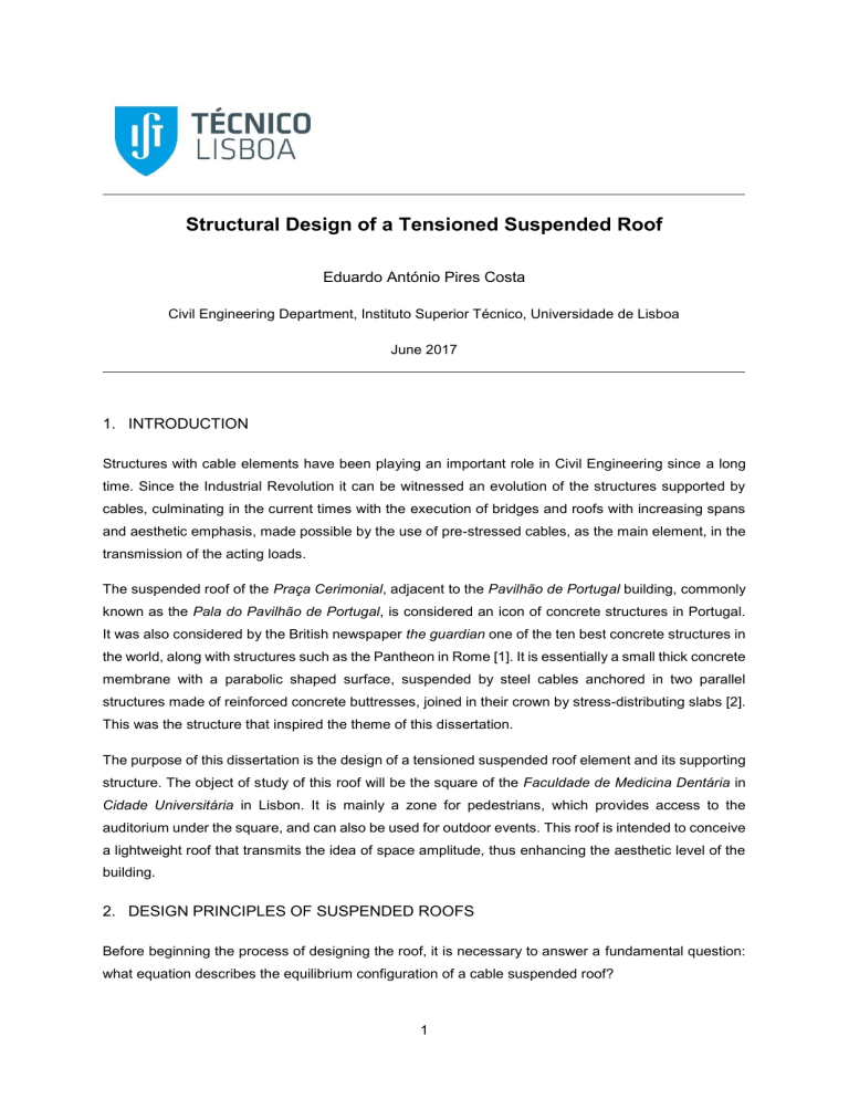 Tensioned Suspended Roof Structural Design | Civil Engineering Dissertation
