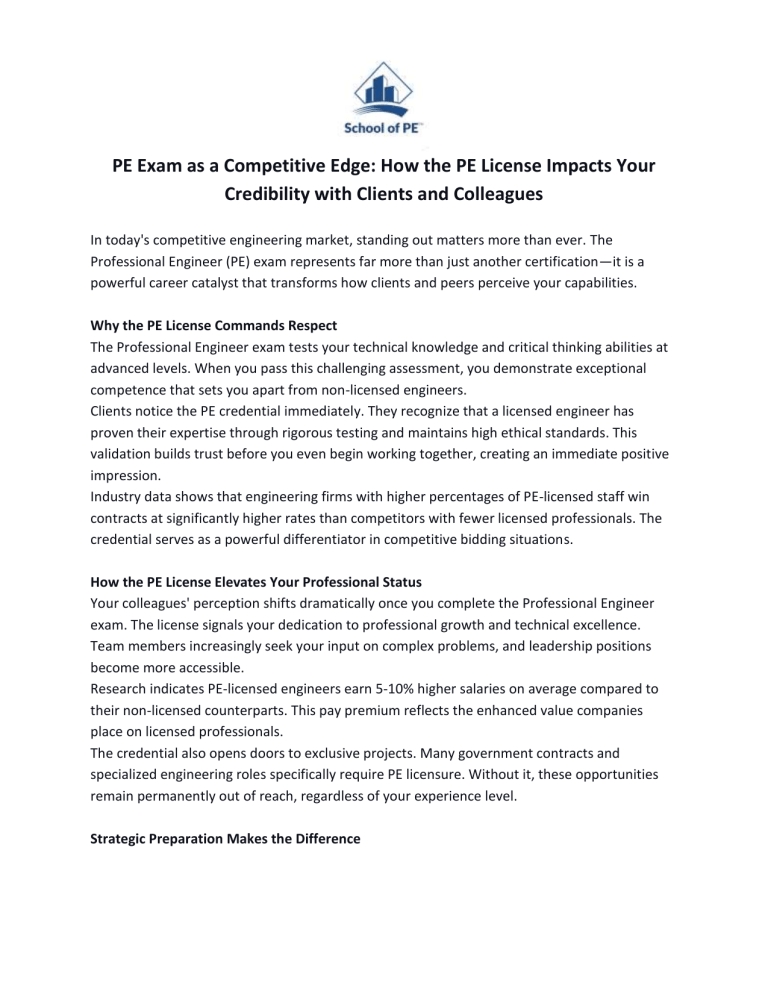 PE License: Credibility, Career, and Exam Prep