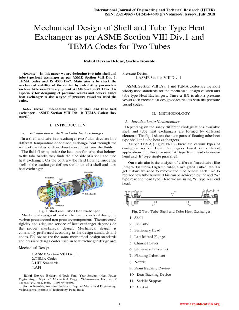Shell & Tube Heat Exchanger Design: ASME & TEMA Codes