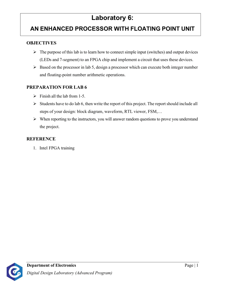 Enhanced Processor with Floating Point Unit Lab