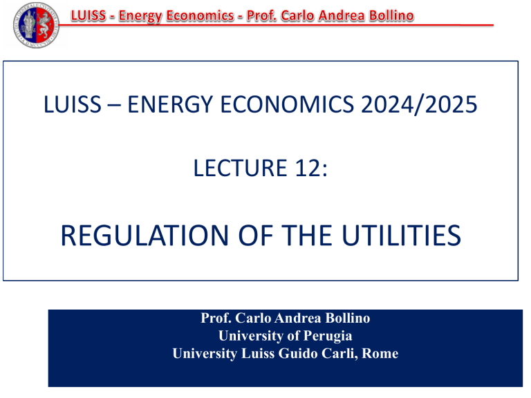 Utility Regulation: Rate Level, Structure, and Price Caps