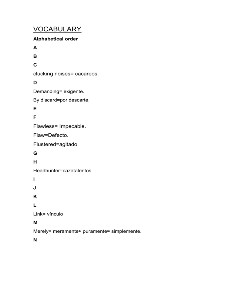 Lista de vocabulario inglés-español