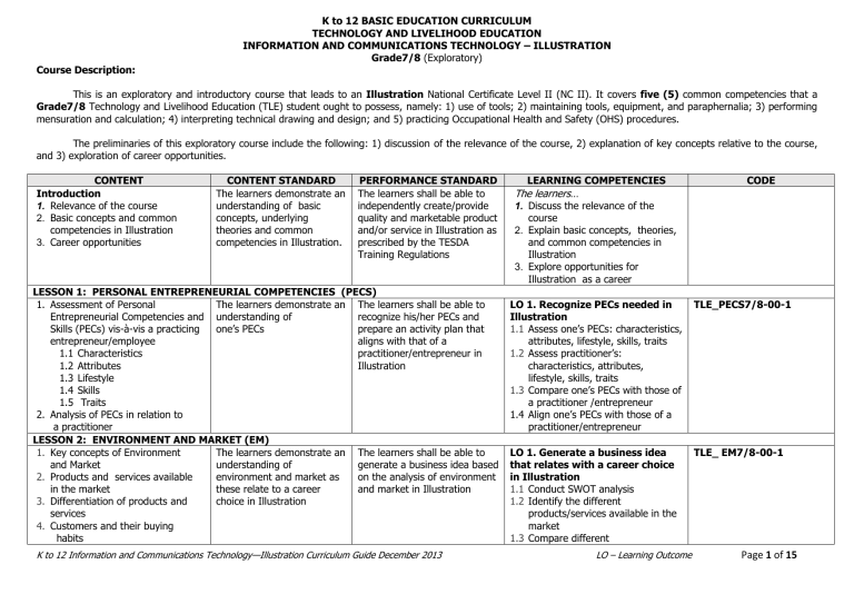 ict - illustration curriculum guides for grades 7 to 10