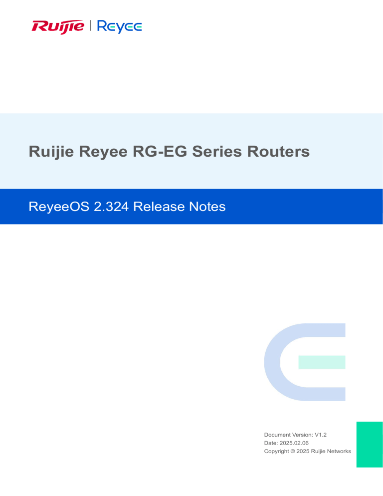 Ruijie Reyee RG-EG Series Routers ReyeeOS 2.324 Release Notes