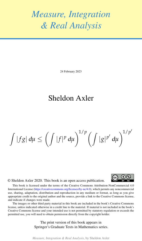 Measure, Integration & Real Analysis Textbook