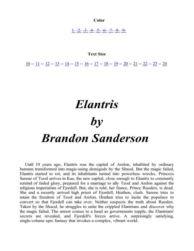 Elantris by Brandon Sanderson - Novel Excerpt