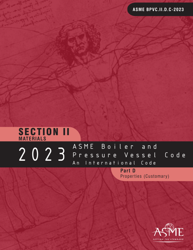 ASME Boiler & Pressure Vessel Code: Material Properties (Customary)