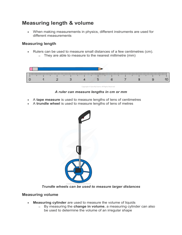 Measuring Length, Volume & Time in Physics