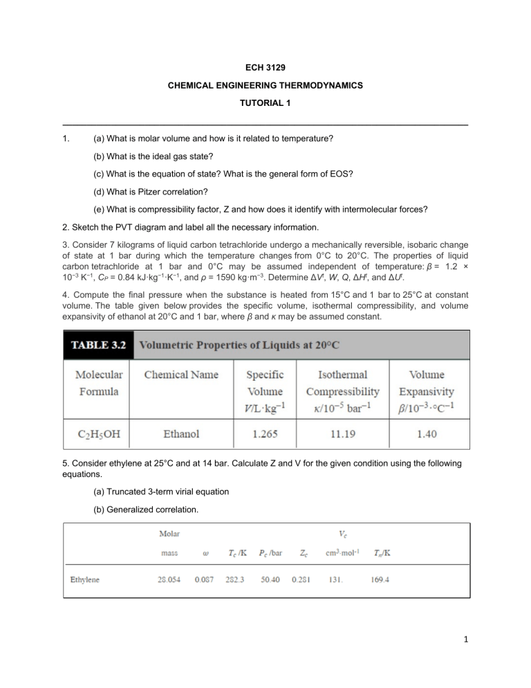 Chemical Engineering Thermodynamics Tutorial