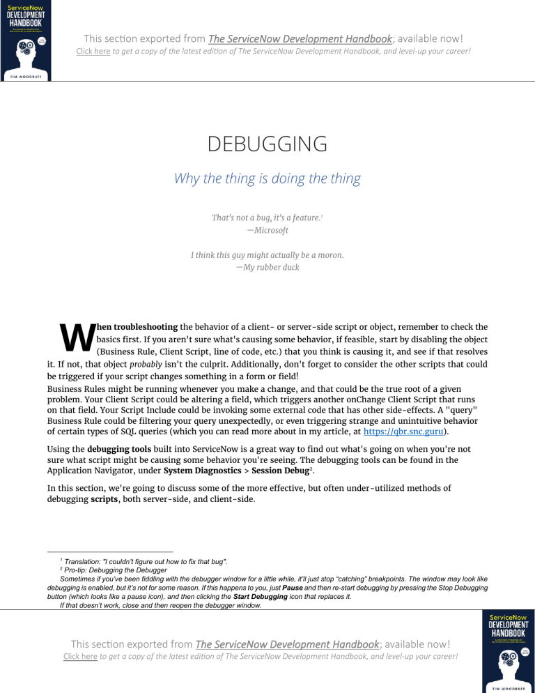 ServiceNow Debugging Guide: Server-Side Script Debugging