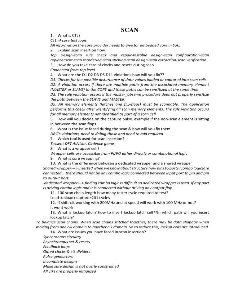 Scan Insertion & DFT Exam Questions