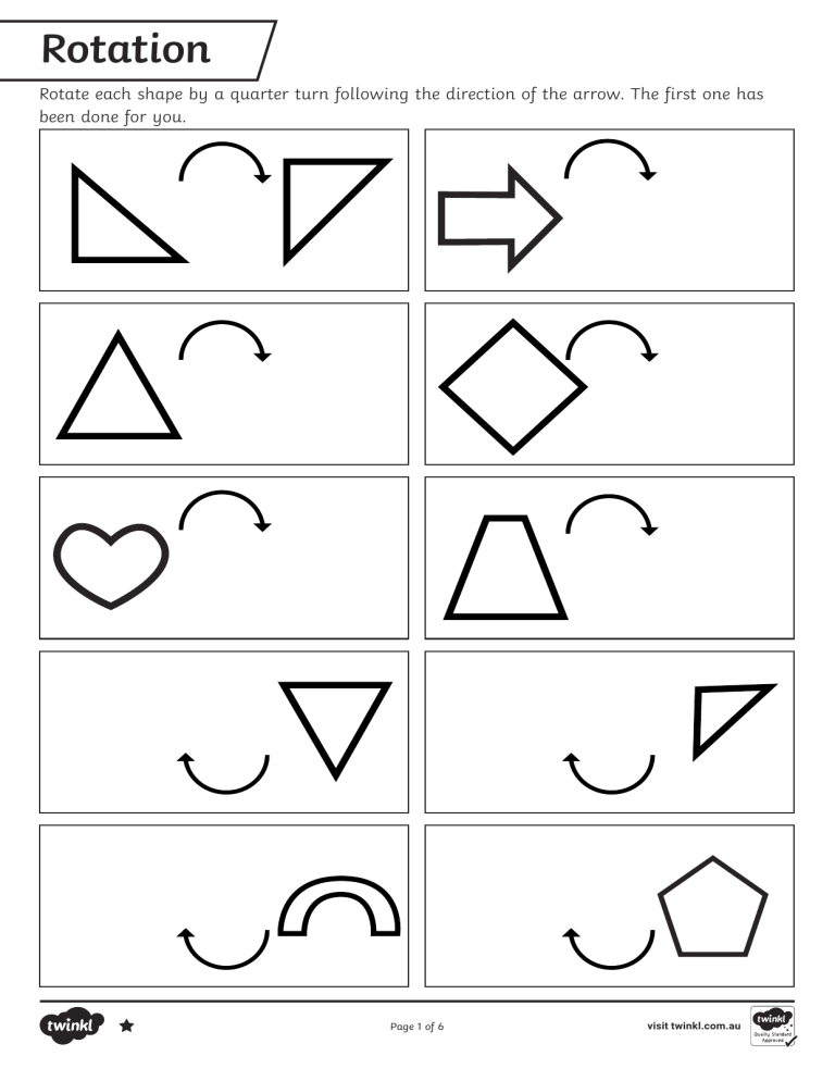 Shape Rotation Worksheet: Quarter & Half Turns