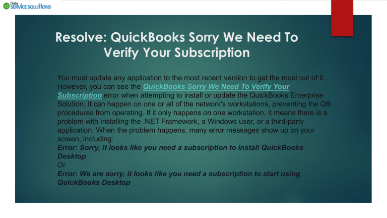 QuickBooks Subscription Error: Troubleshooting Guide