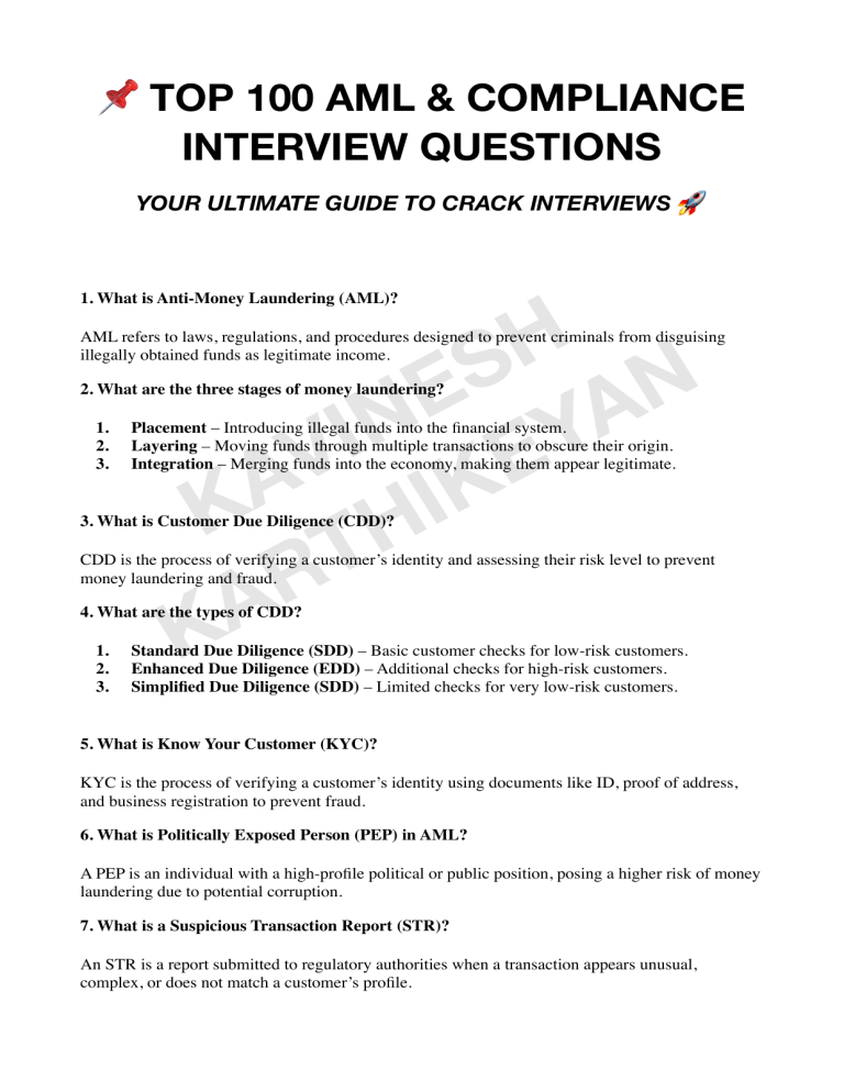AML Compliance Interview Questions: Your Ultimate Guide