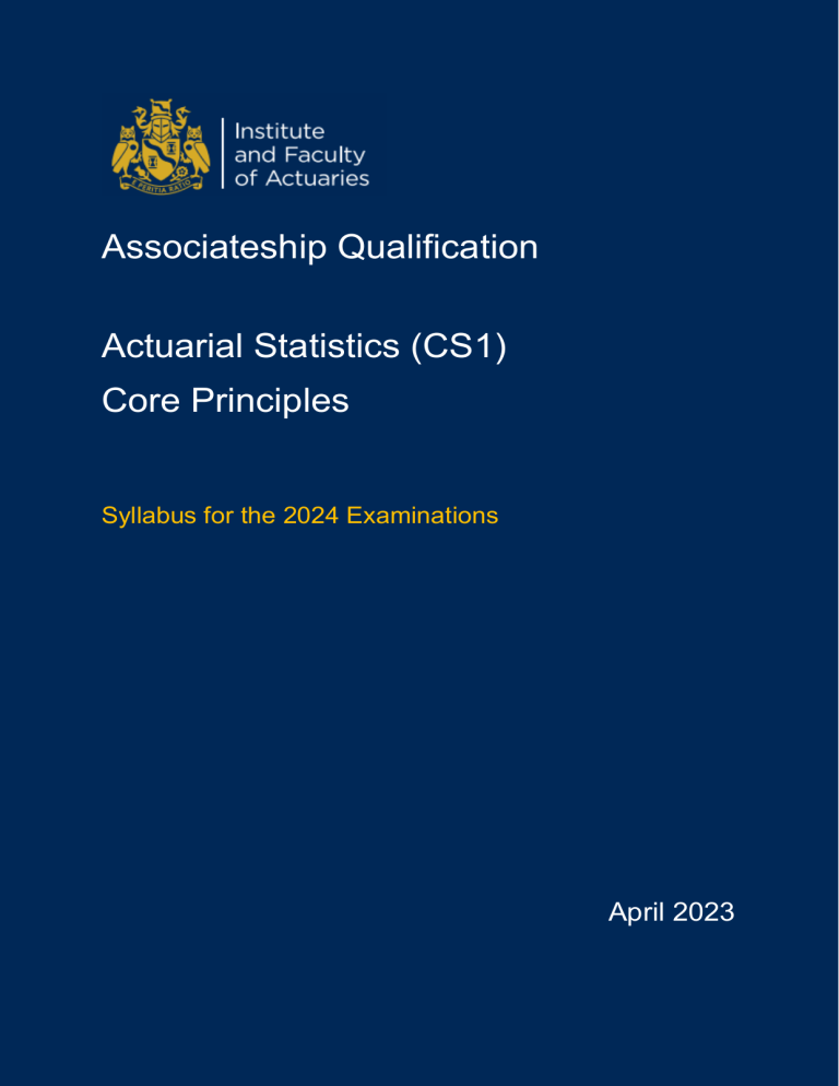 Actuarial Statistics (CS1) Syllabus 2024