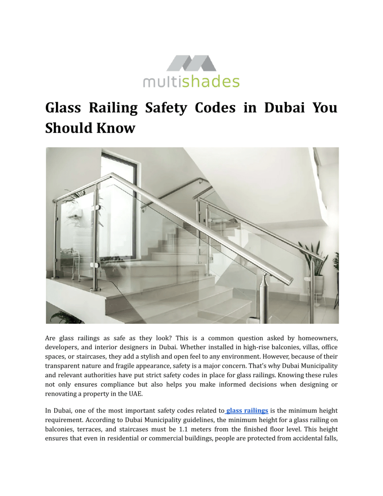 Dubai Glass Railing Safety Codes | Regulations & Compliance