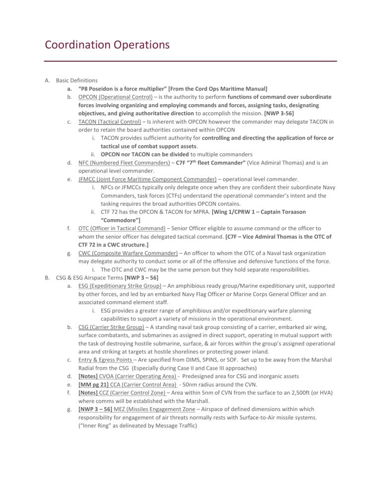 Coordination Operations Manual: Maritime & Airspace Control