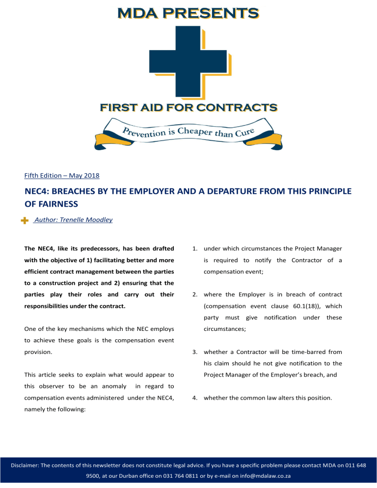 NEC4 Employer Breaches: Compensation Events & Fairness