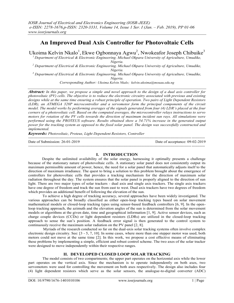 Dual Axis Solar Tracker Controller: Design & Implementation