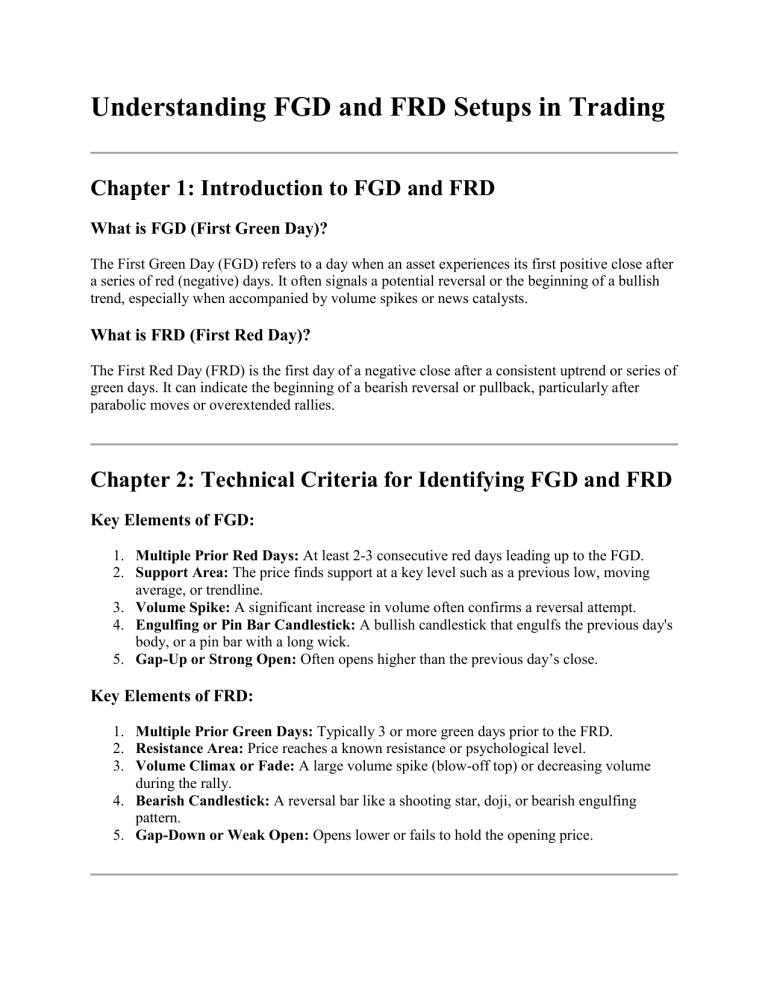 FGD and FRD Trading Setups: A Technical Guide
