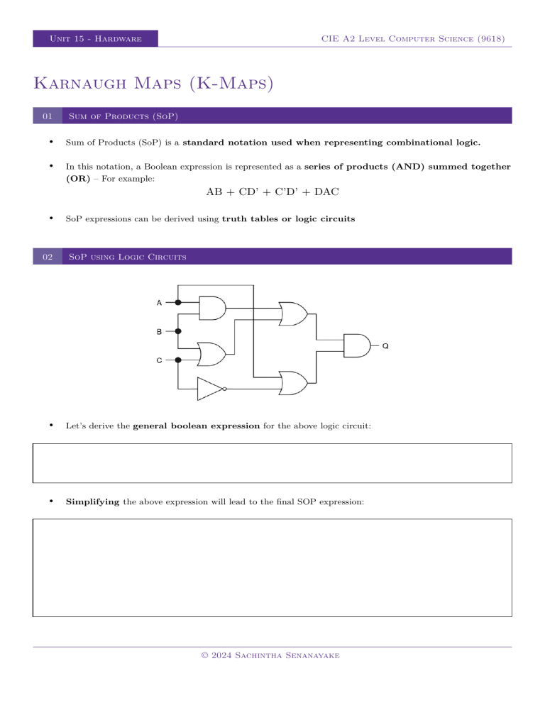 Karnaugh Maps (K-Maps) - A2 Computer Science