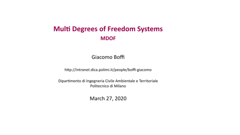 MDOF Systems: Structural Dynamics Presentation