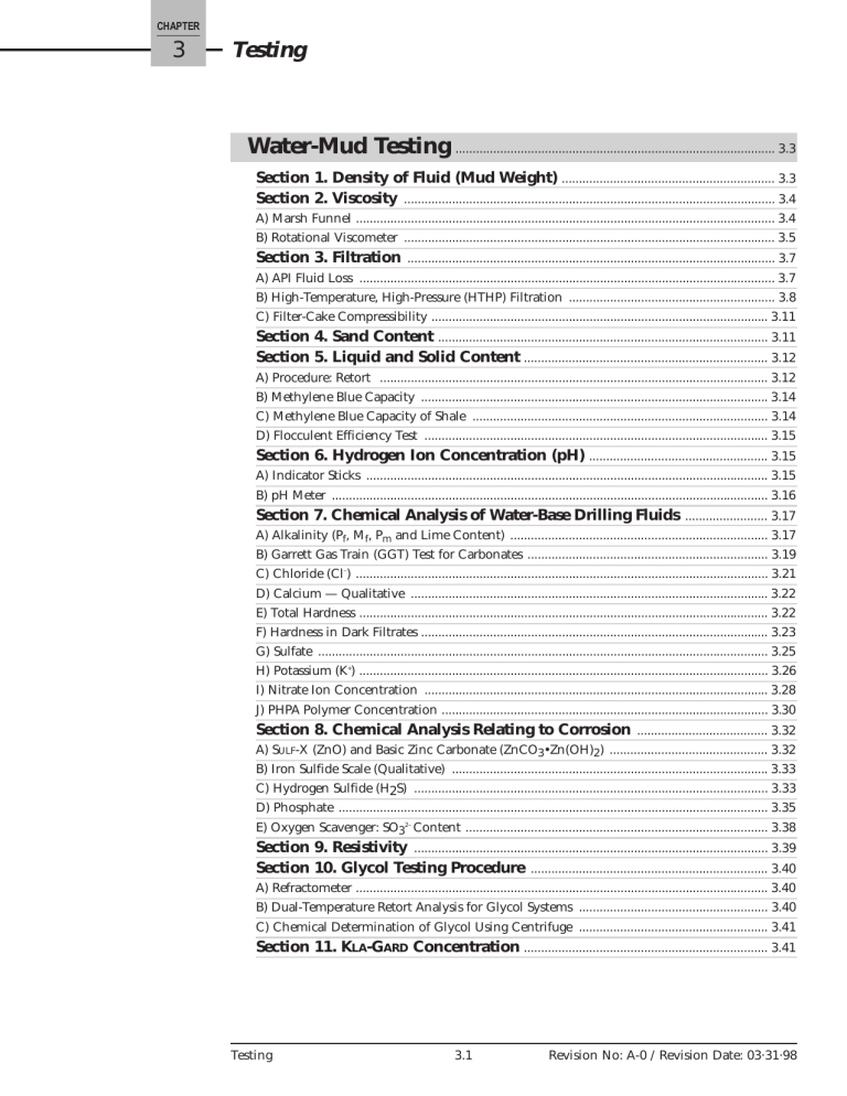 Drilling Fluid Testing: Water & Oil Mud Procedures