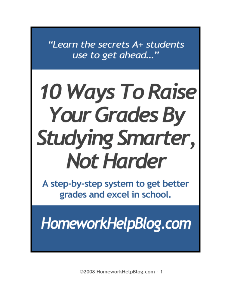 Raise Your Grades: Study Smarter, Not Harder