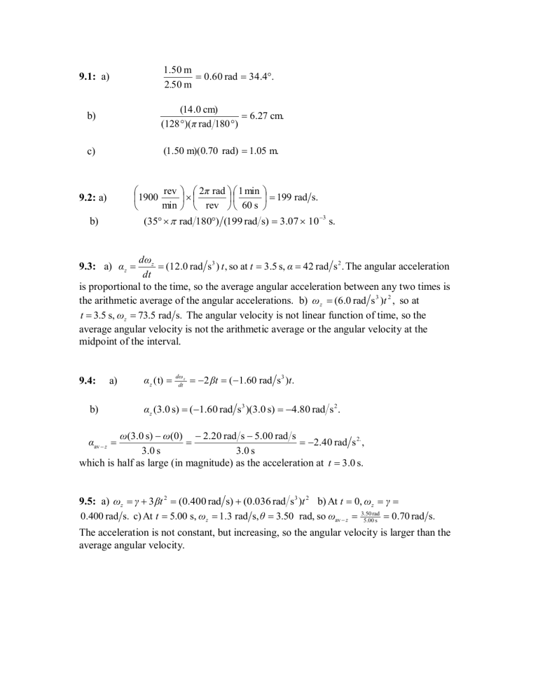 Physics Problem Solutions: Rotational Motion & Angular Kinematics