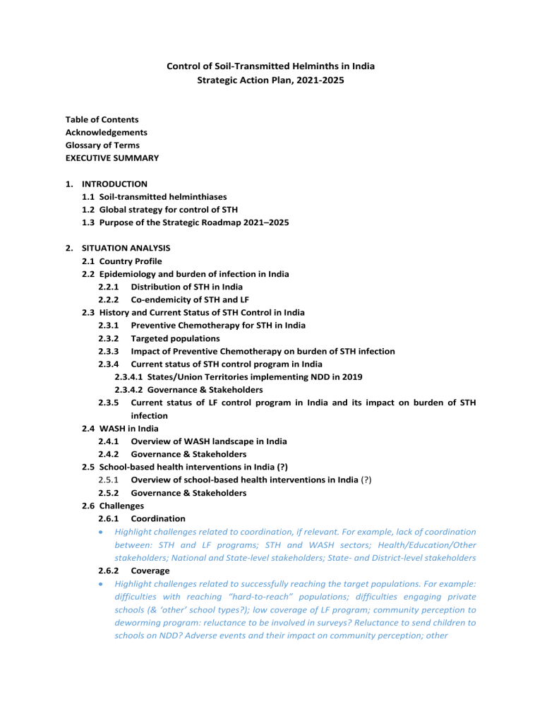 STH Control in India: Strategic Action Plan 2021-2025