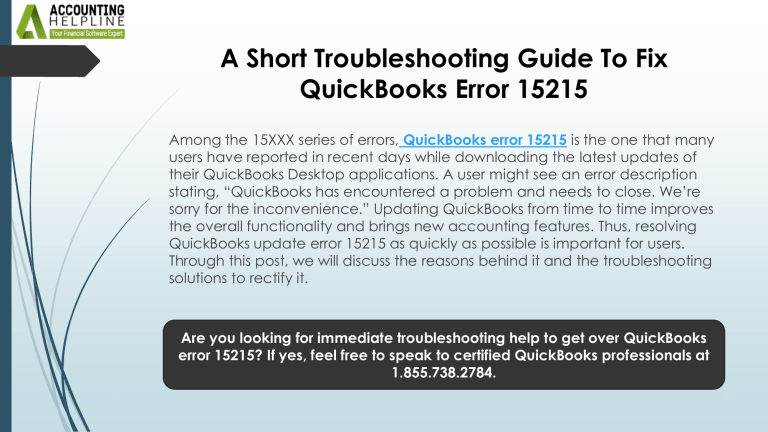 Fix QuickBooks Error 15215: Troubleshooting Guide