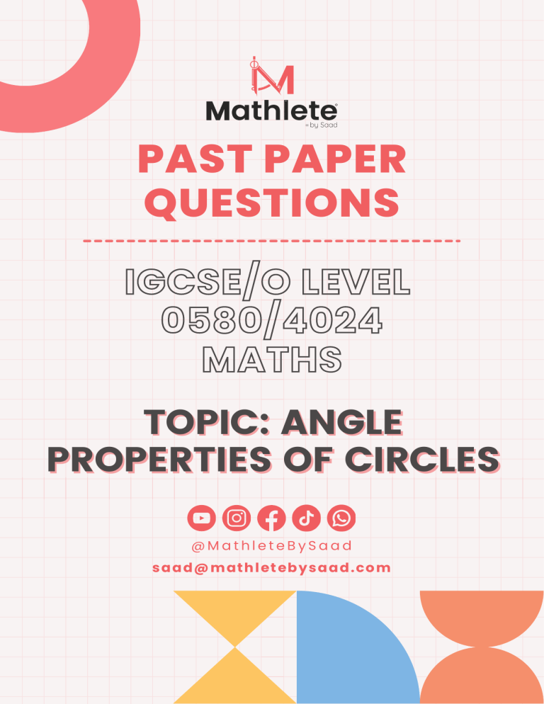 IGCSE/O Level Maths: Angle Properties of Circles Questions