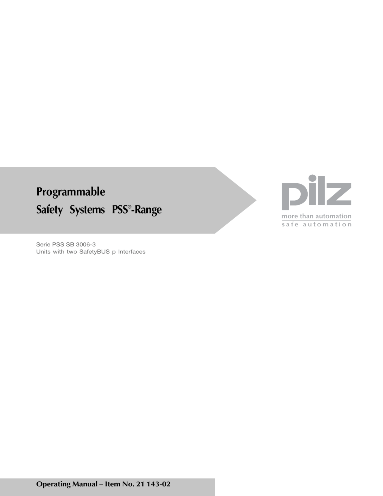 PSS SB 3006-3 Safety System Operating Manual