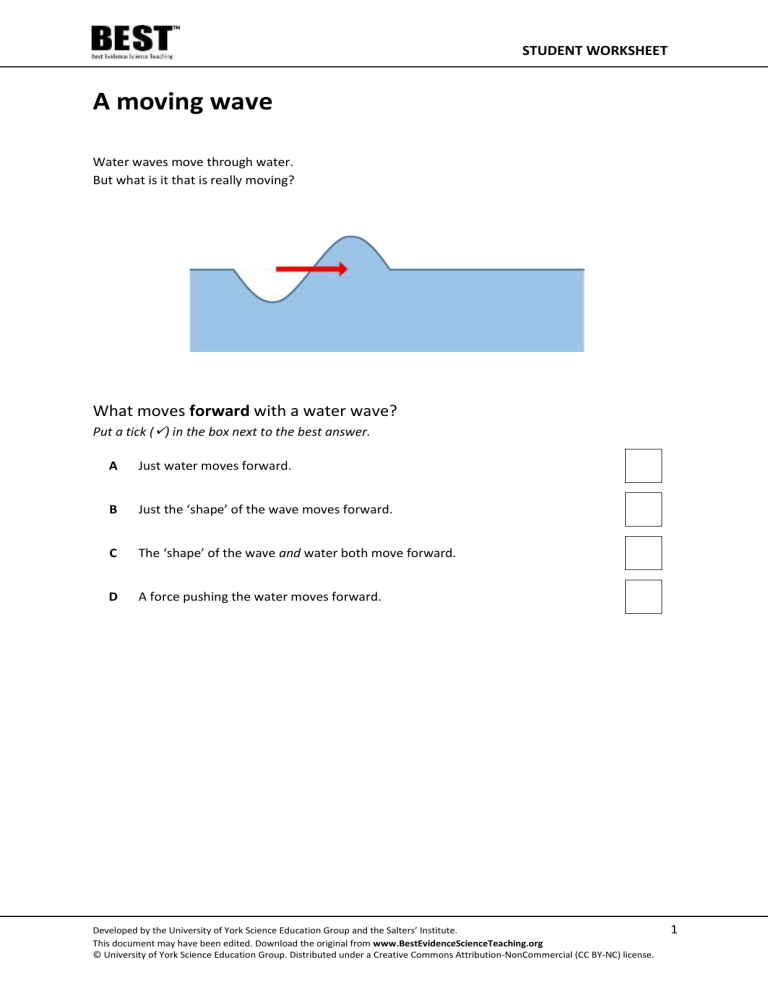 Water Wave Motion Worksheet: Understanding Wave Propagation
