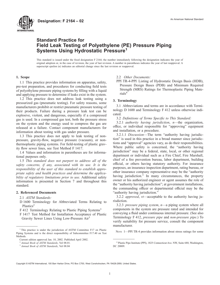 PE Pipe Leak Testing Standard: Hydrostatic Pressure Method