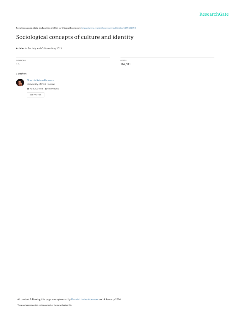Culture and Identity: A Sociological Perspective