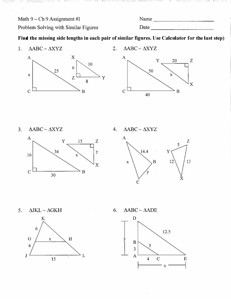 Similar Figures Problem Solving Assignment