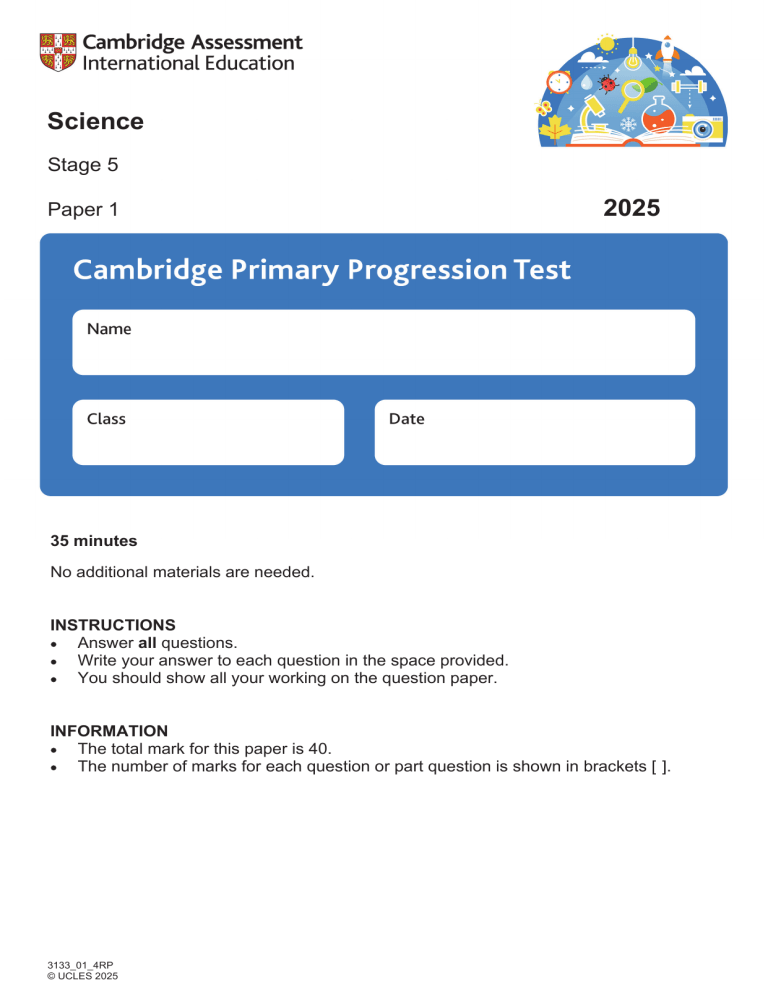Stage 5 Science Exam Paper 2025