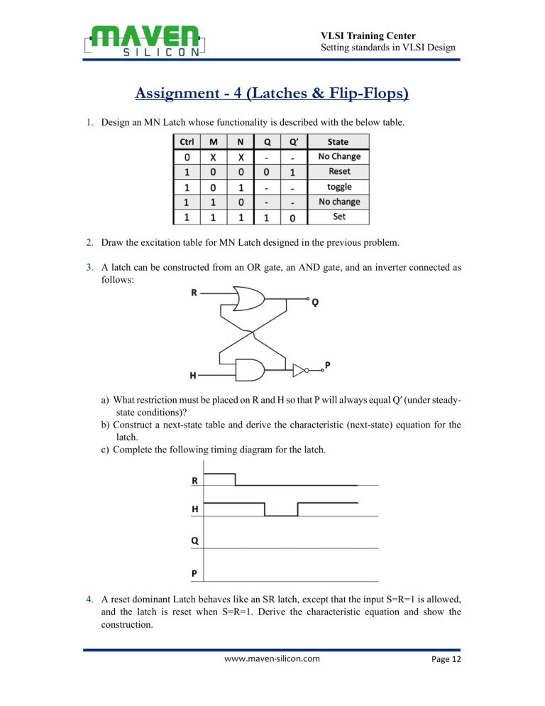 VLSI Latches & Flip-Flops Assignment