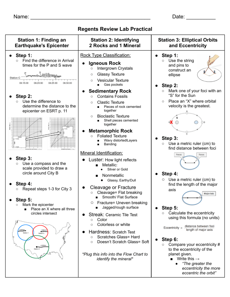 Earth Science Lab: Earthquakes, Rocks, Orbits Review