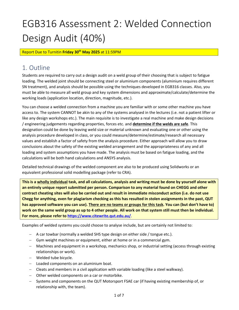 Welded Connection Design Audit Assessment