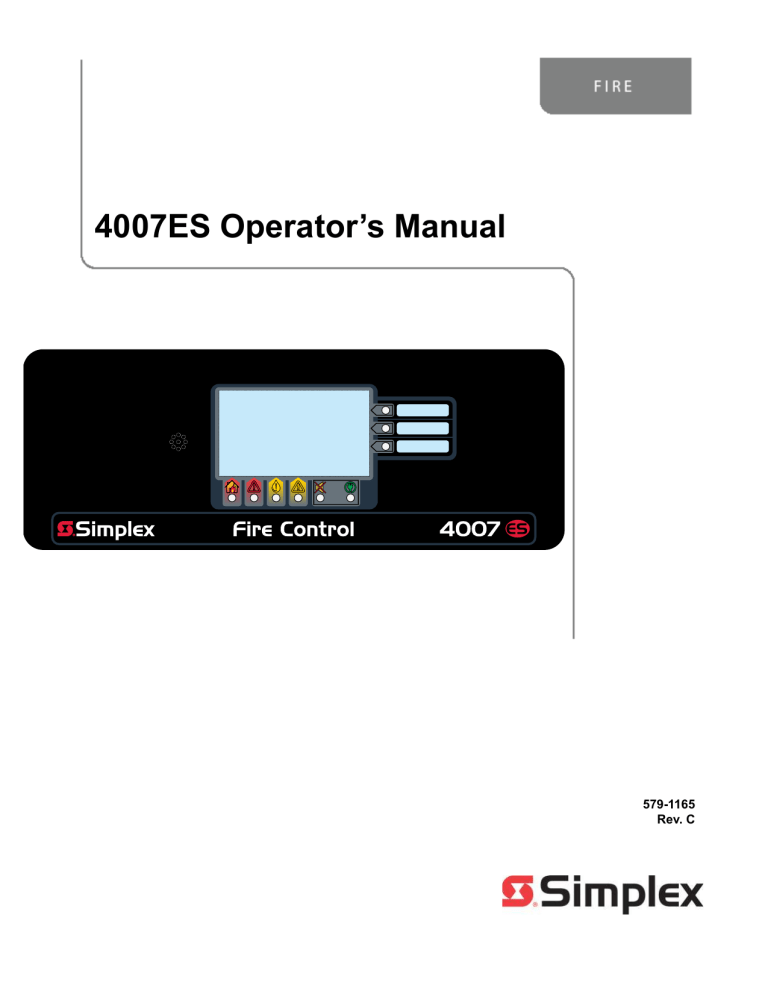 4007ES Fire Alarm Control Panel Operator's Manual