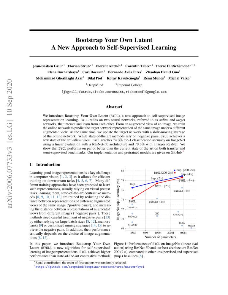 BYOL: Self-Supervised Image Representation Learning