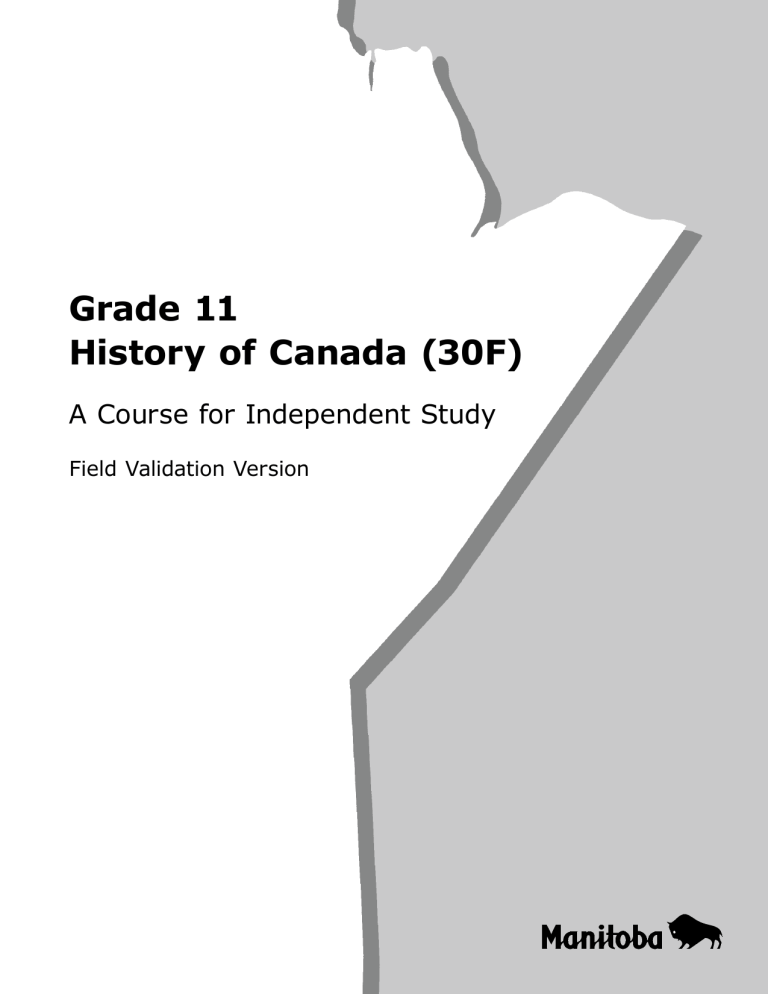 Grade 11 History of Canada: Independent Study Course