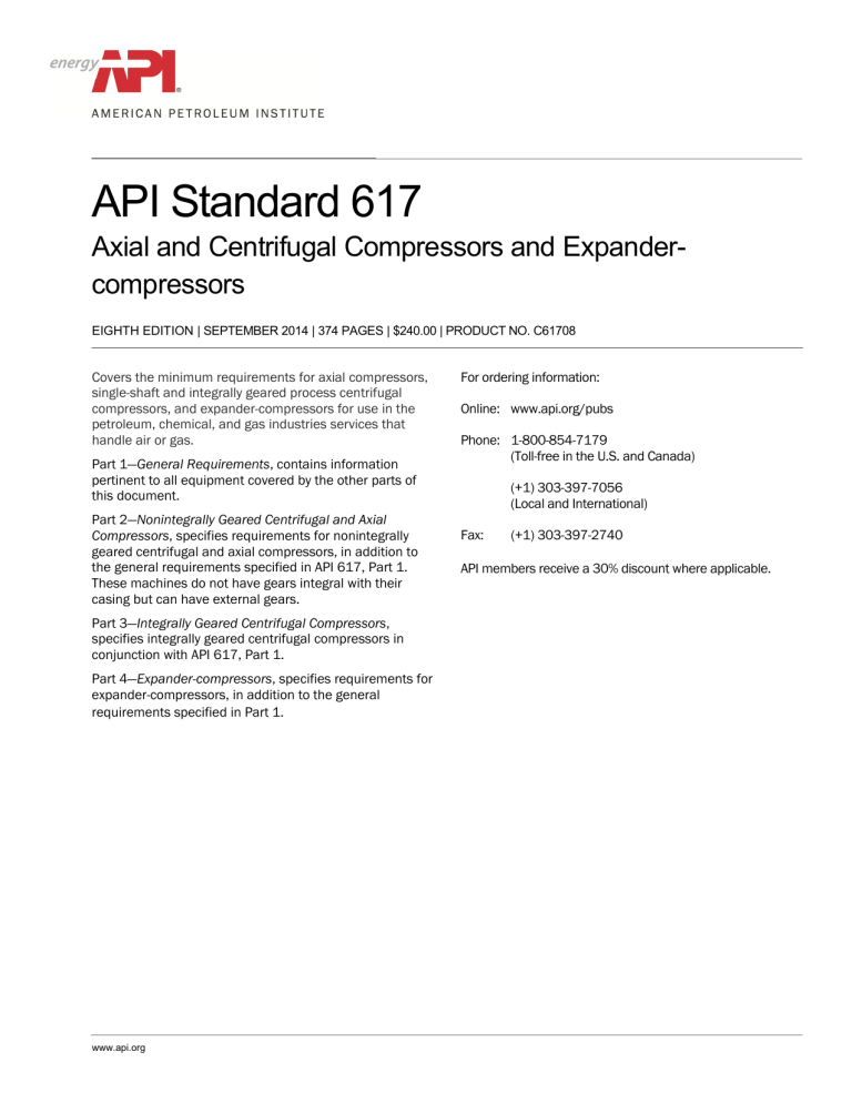 API Standard 617: Compressors & Expander-compressors