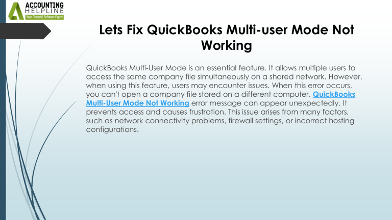 Fix QuickBooks Multi-User Mode Not Working