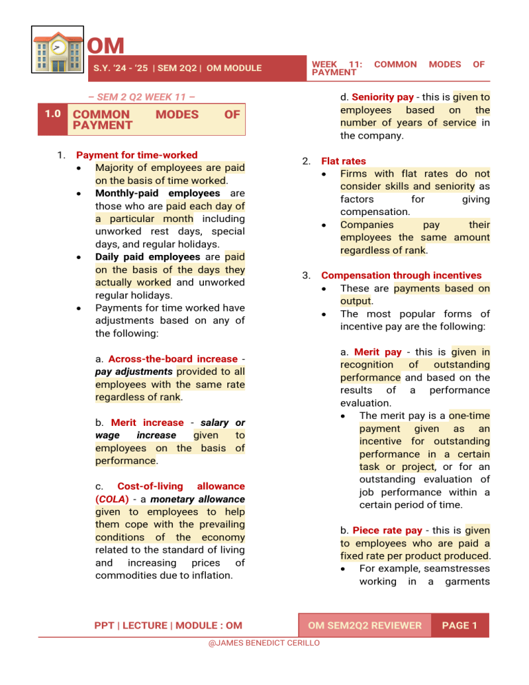 Payment Modes: Compensation & Benefits Module