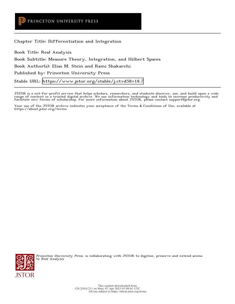 Differentiation & Integration: Real Analysis Chapter